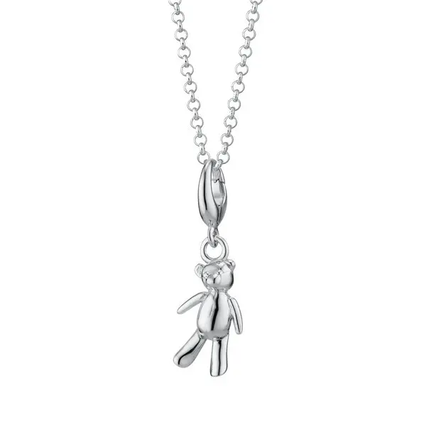 LILY CHARMED Sterling Vintage Teddy Bear Charm Necklace - Silver