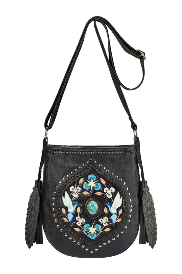 JODI LEE Monterey Hummingbird Pouch Bag - Black