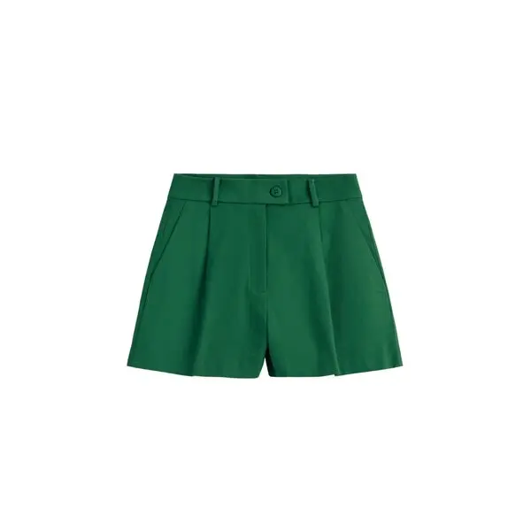 VICTORIA PAULSEN Christina High Rise Pleated Wide Short - Green