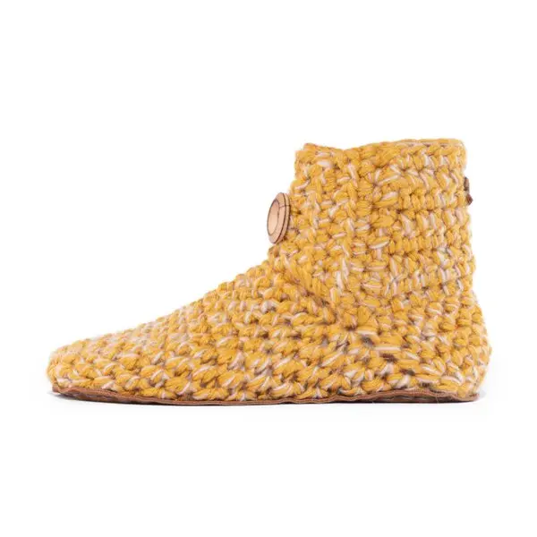 KINGDOM OF WOW Comfortable Wool Boot Slippers For & In Butterscotch - Yellow
