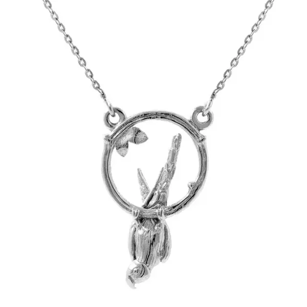 LEE RENEE Parakeet Necklace – Small, Upside Down - Silver