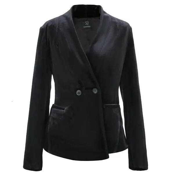SMART AND JOY Flat Neck Velvet Jacket
