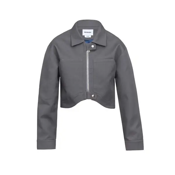 VAN BRUSSEL Nola Biker Crop In Charcoal - Grey