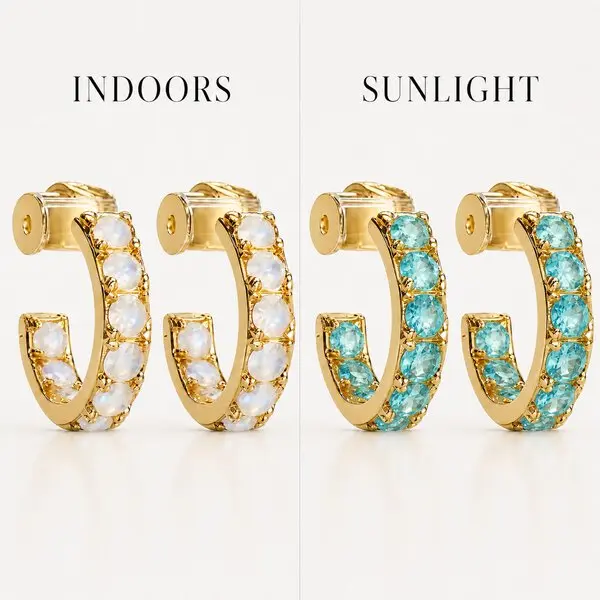 NATIVE GEM Alchemy Color Changing Aqua Mini Hoops