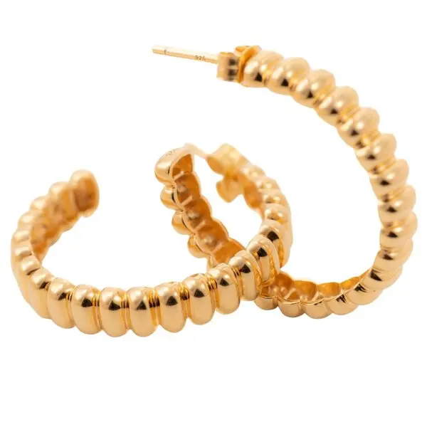 BELINDA JEWELZ Bubble Ridge Chunky Open Dangle Hoops - Gold