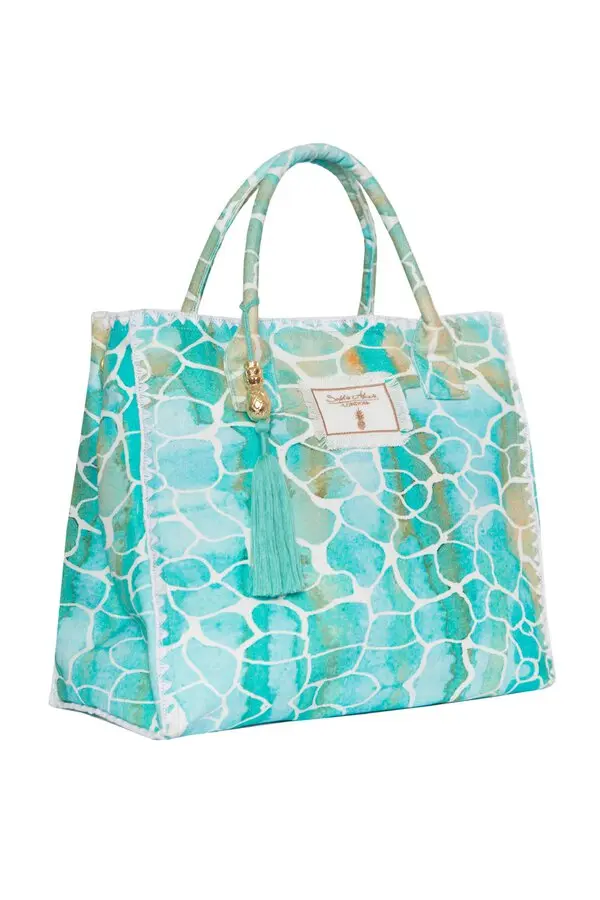SOPHIA ALEXIA Aqua Pebbles Barbados Beach Bag - Green