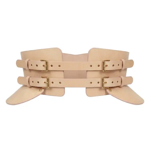 HAUTE CUIR Neutrals Nude Peplum Maia Corset Belt - Brown