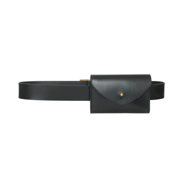 HAUTE CUIR Slim Envelope Belt Bag - Black