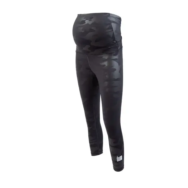DUOFIT MATERNITY ACTIVEWEAR Camo Betty Crop Leggings - Black