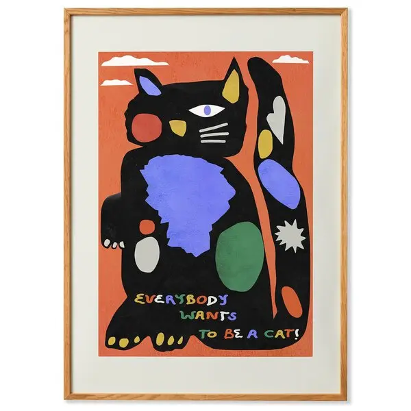 PAPER COLLECTIVE Be A Cat Art Print 30x40 Cm - Red