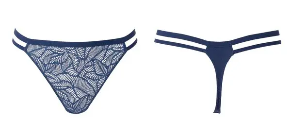 BOTT LINGERIE Lace Thong La First Bleu Night - Blue