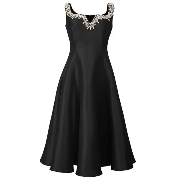 SMART AND JOY Sweetheart Cleavage Beaded Cocktail Dress - Black