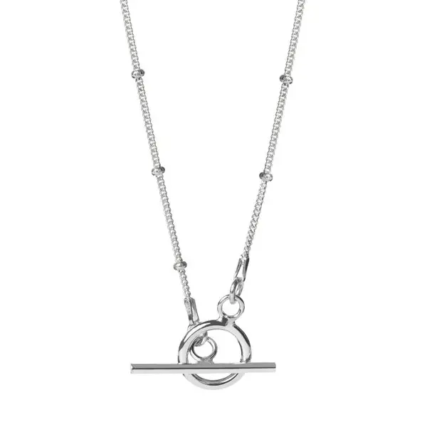MURU T Bar Bead Necklace - Silver