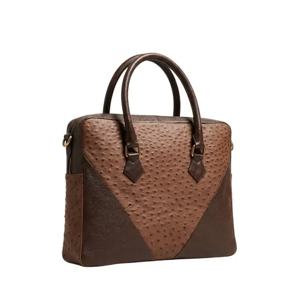 SIBYLLA DELPHICA Ostrich Leather Laptop Tote Athena - Brown