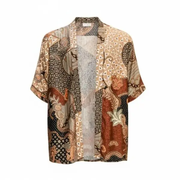 ORIGIN OF HEARTS Neutrals Enari Relaxed-fit Satin Kimono Shirt - Brown