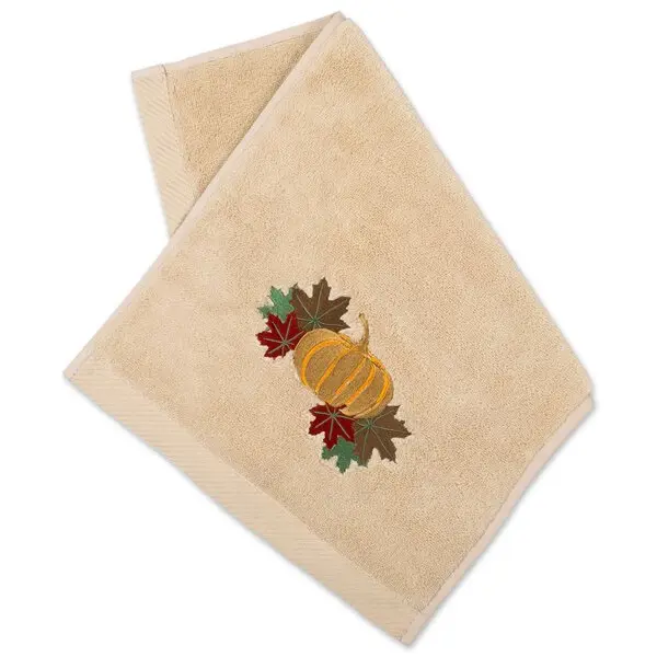 KM HOME COLLECTION Pumpkin Embroidery Face Towel - Orange