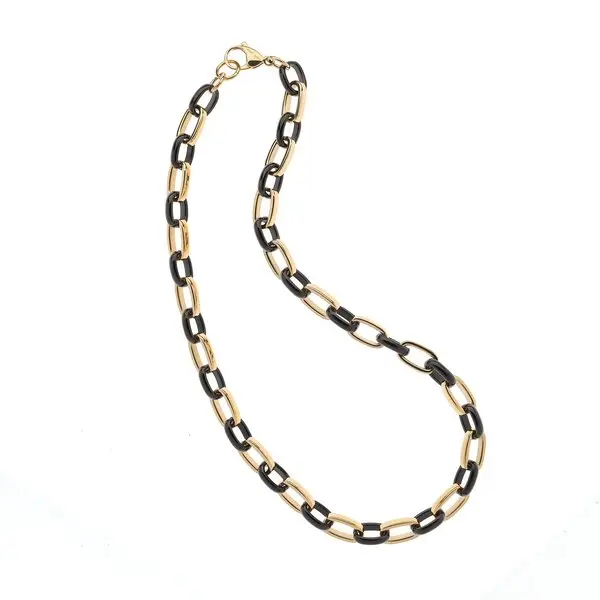 EMMA HOLLAND JEWELLERY Gold / Black Gold & Jet Statet Chain Necklace - Gold/black
