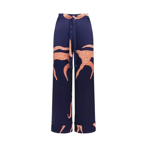 POLA Blue / Red ’s Blue Silk Pyjama Trousers - Blue/red