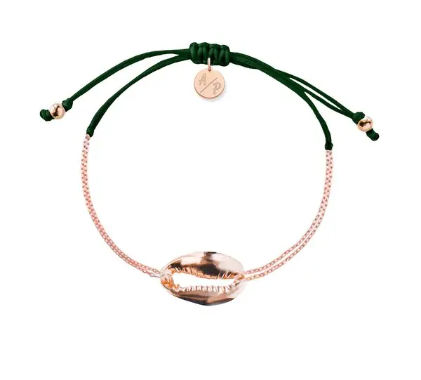 ADRIANA PAPPAS DESIGNS Mini Metal Shell Chain Bracelet - Green