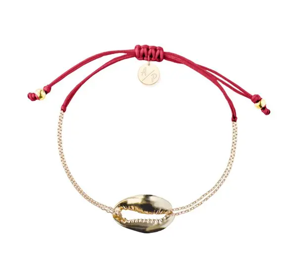 ADRIANA PAPPAS DESIGNS Mini Metal Shell Chain Bracelet - Red
