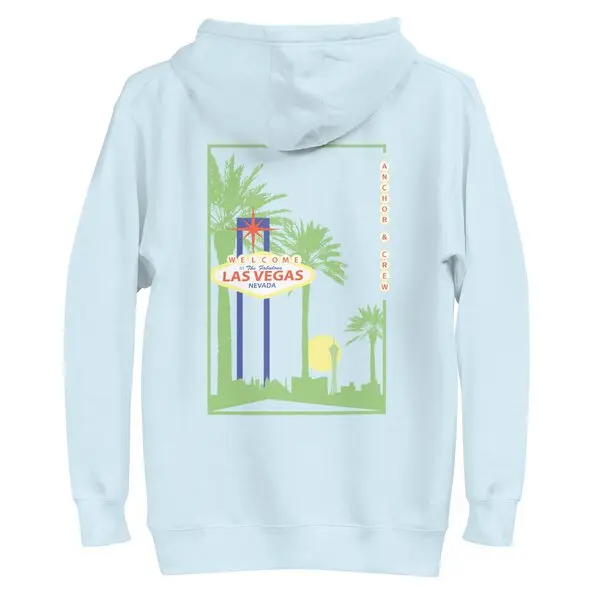 ANCHOR & CREW Sky Las Vegas Landmark Cotton Blend Hoodie - Blue