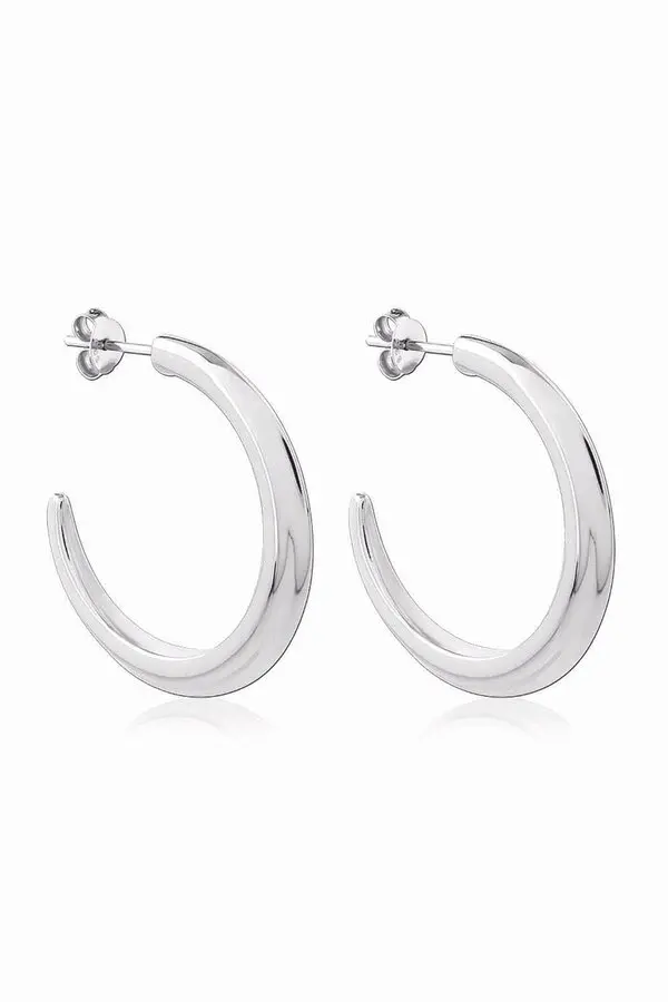 ASTOR & ORION Crescent Hoops Large - Silver
