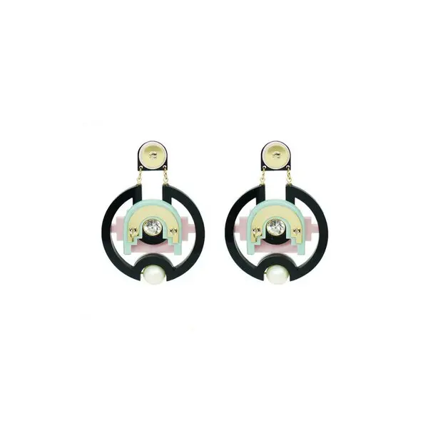 GISSA BICALHO Black / Green Handmade Acrylic Earring Hoops Tikal / Black And Green - Black/green