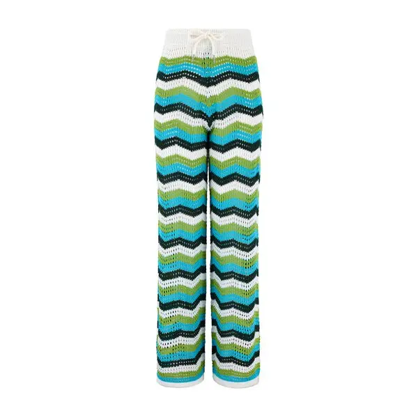 SHOONI Suki Crochet Wide Leg Trouser - Green