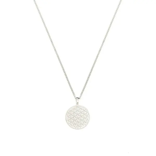 SEVEN SAINTS Flower Of Life Necklace, White Rhodium, All Gender - Silver