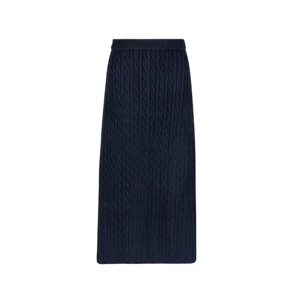 LOU&UP (FORMERLY LOUP CLOTHING) Cable Knit Midi Skirt Navy - Blue