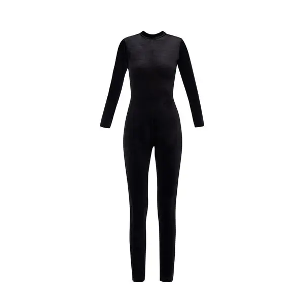 LIA ARAM Velvet Jumpsuit With High Neckline - Black