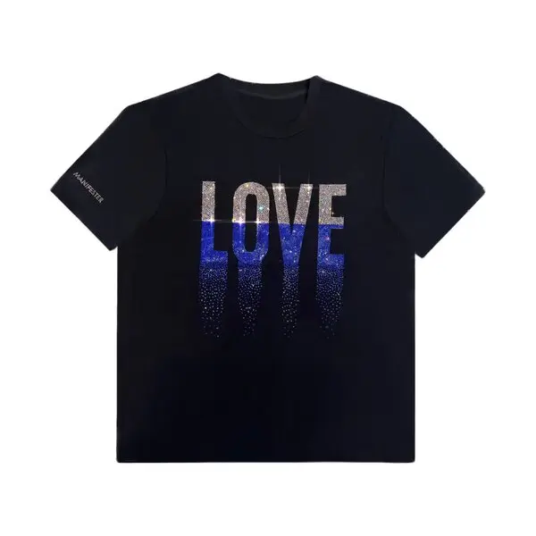 MIRACLES MANIFESTER Love Rhinestoned T-shirt - Black