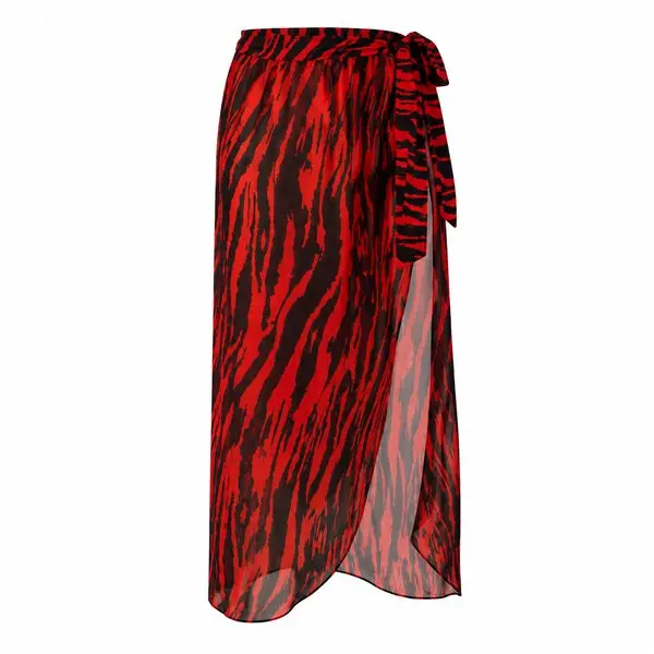 CHIARELLA Black / Red Blaze Pareo Skirt- Red Zebra Print - Black/red
