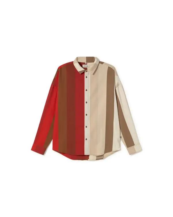 THINKING MU Striped Sandfire Haru Shirt - Red