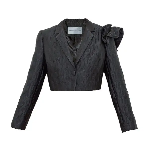 KAROLINA OZOLINSIUTE Midnight Jacquard Crop Jacket