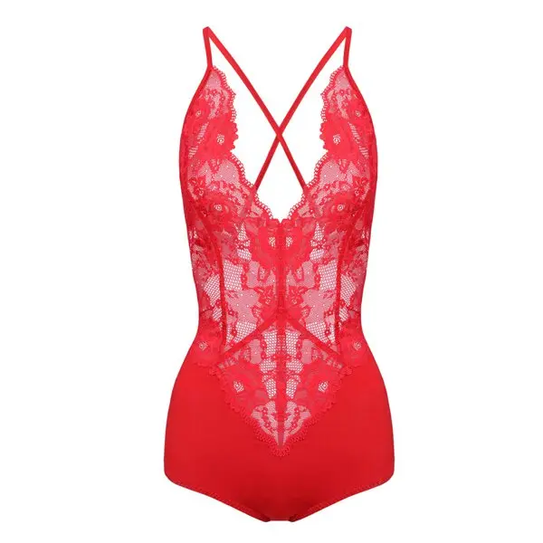 OH!ZUZA NIGHT&DAY Lace Intimate Bodysuit - Red