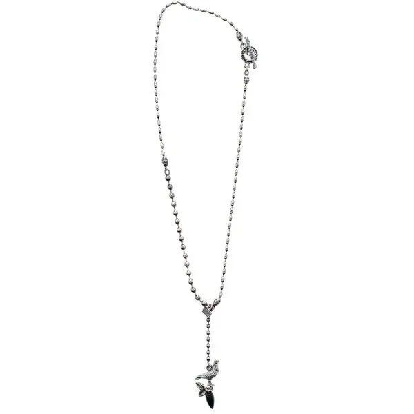 GEM KINGDOM Silver / Black Sterling Silver Dove Necklace Black Xs - Silver/black