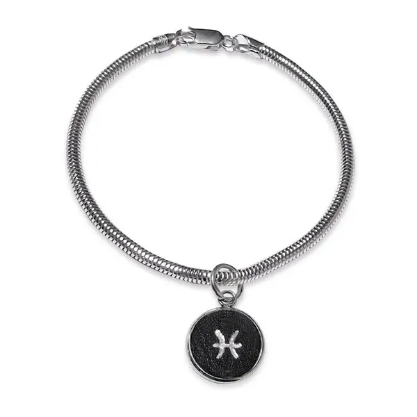 N'DAMUS LONDON Pisces Zodiac Astrolab Leather & Sterling Bracelet - Silver