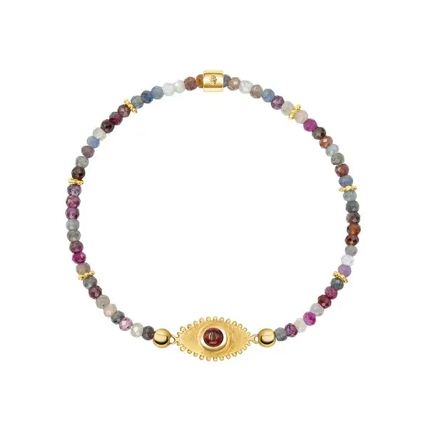 KARMA AND LUCK Sapphire Evil Eye Bracelet – Gemstone Protection Jewelry – Spiritual Power - Blue