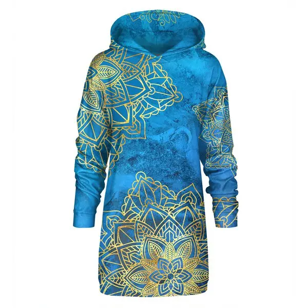 ALOHA FROM DEER Blue Boho Hoodie Oversize Dress