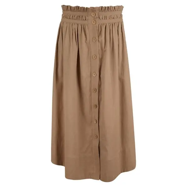 EM & SHI Neutrals Twig Button Down Skirt - Beige