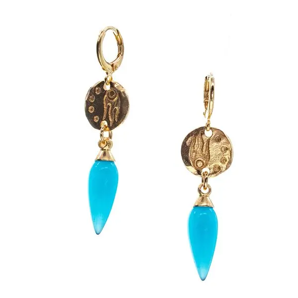 GEM KINGDOM Blue / Gold Golden Comet Earrings Blue - Blue/gold