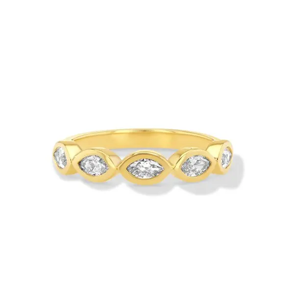 JEWELBIRD Diamond Marquise Band Ring - Gold