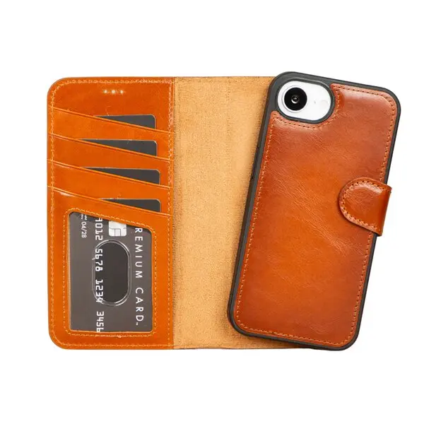 LEATHERE Iphone Onaltı E Leather Wallet Case Golden Brooklyn - Brown