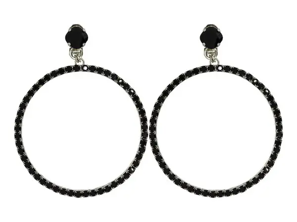 VICKISARGE The Large Hoop Earrings In Platinum Clip - Black