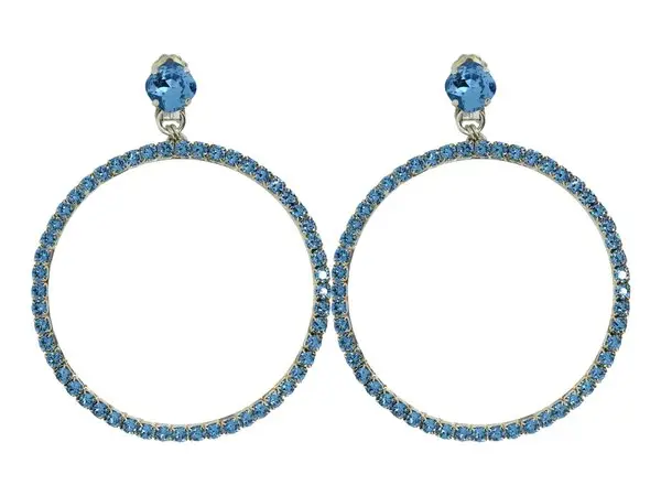 VICKISARGE The Large Hoop Earrings In Platinum Clip - Blue