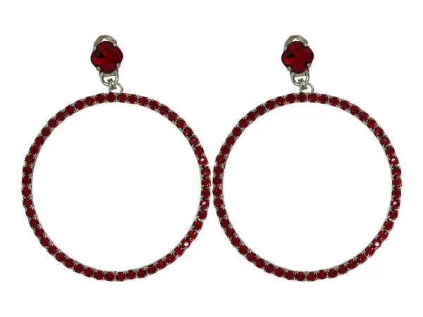 VICKISARGE The Large Hoop Earrings In Platinum Clip - Red