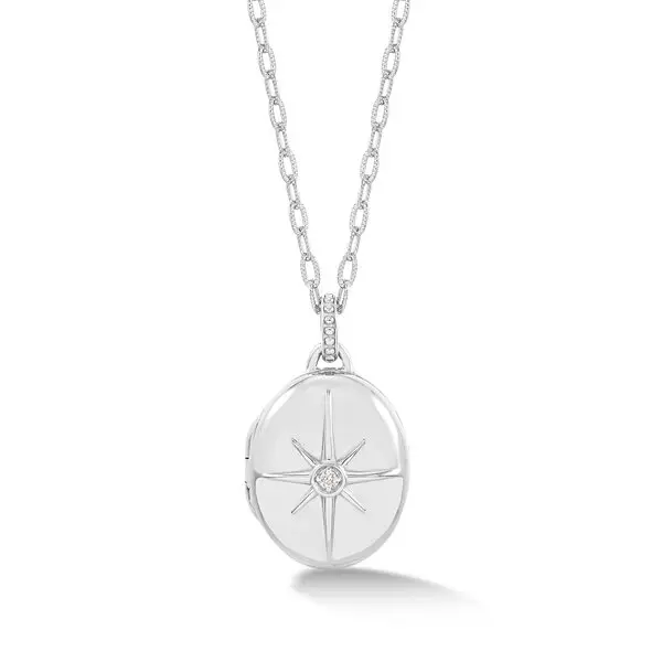 DOWER & HALL Diamond Starburst Oval Locket Yellow Vermeil - Silver