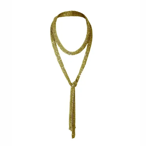NATALIA FEDNER Skinny Scarf Necklace Antique - Gold