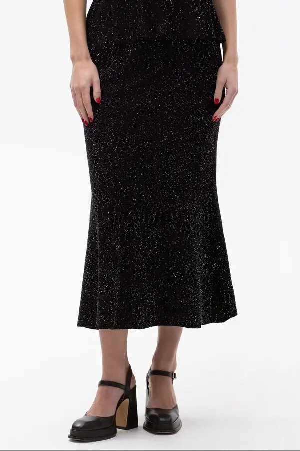 MAISON BOGOMIL Fine Knit Sequin Midi Skirt - Black